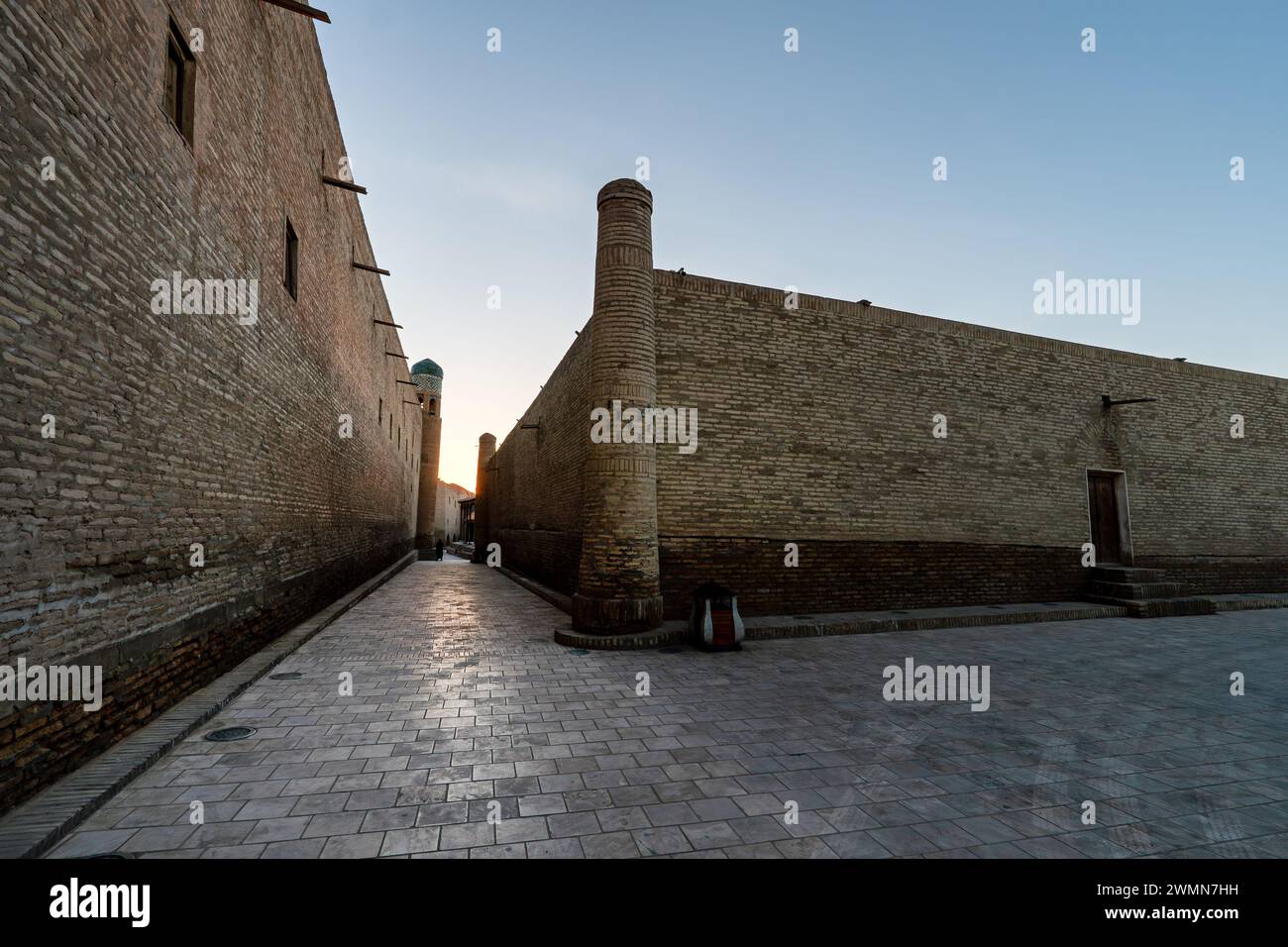 empty streets in the beautiful historical City, Khiva, the Khoresm ...