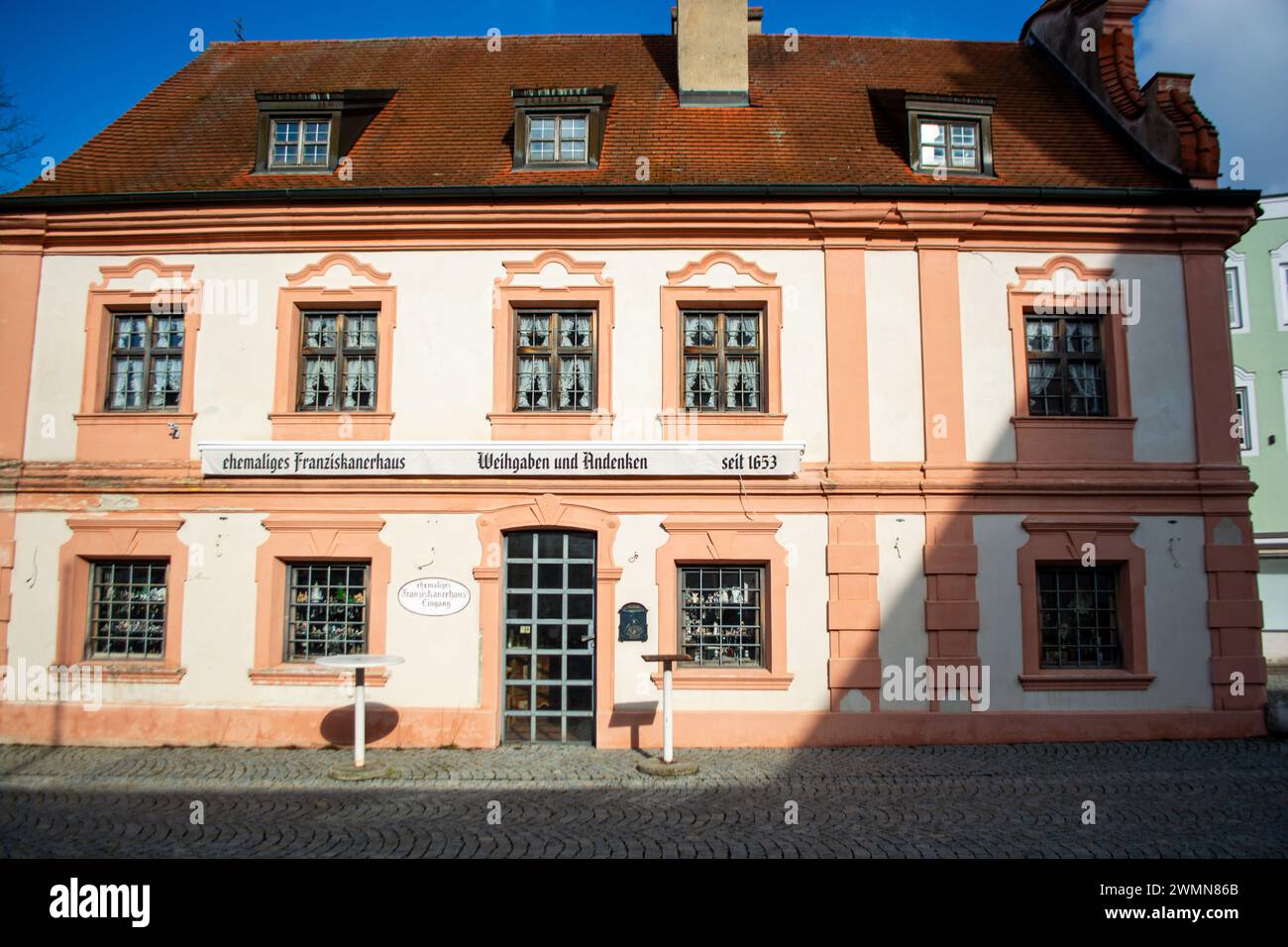 House in Baroque style in Altotting, Germany, a town for pilgrimage ...