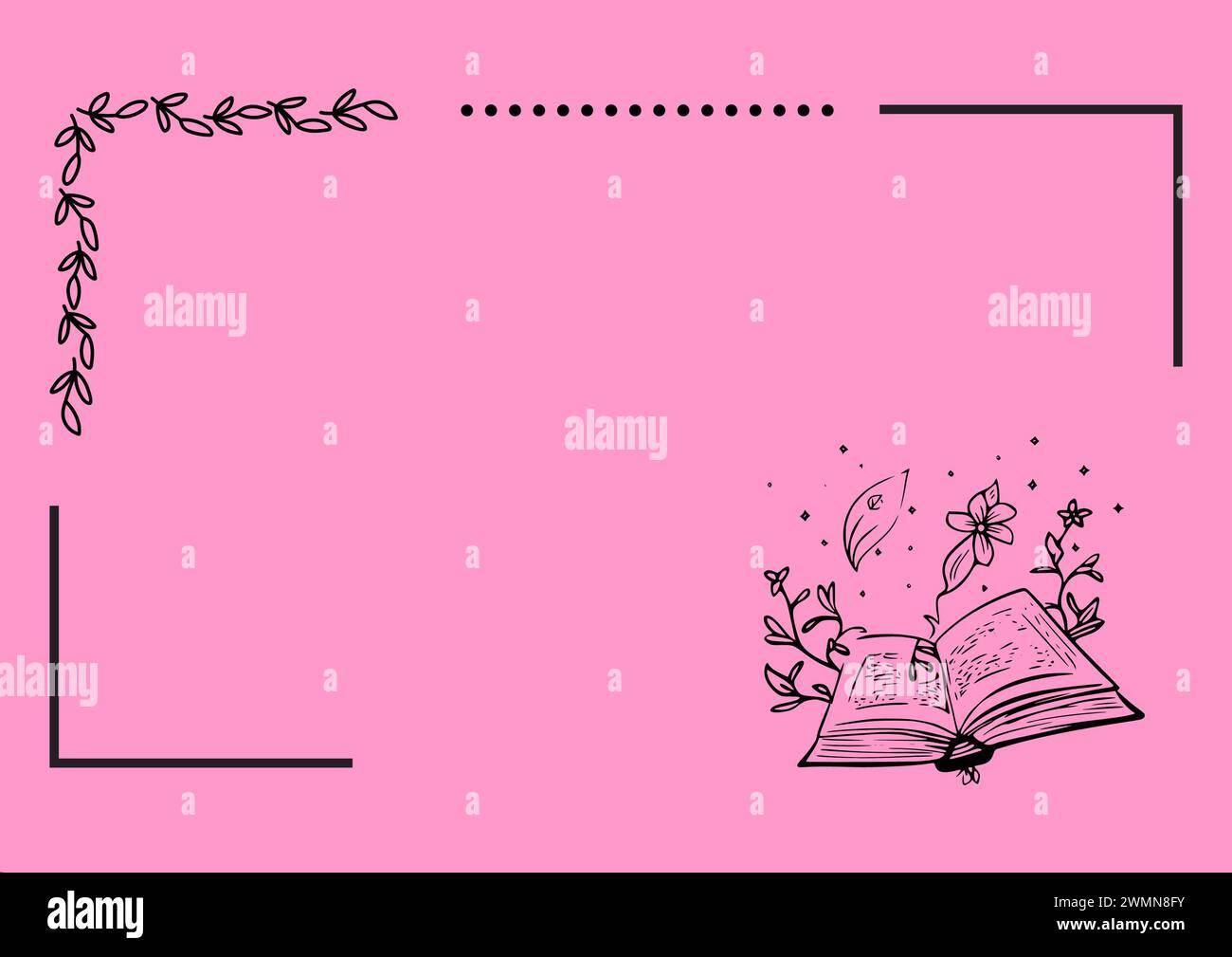 The artistic background is an open book with flowers and a frame of ... The artistic background is an open book with flowers and a frame of ...