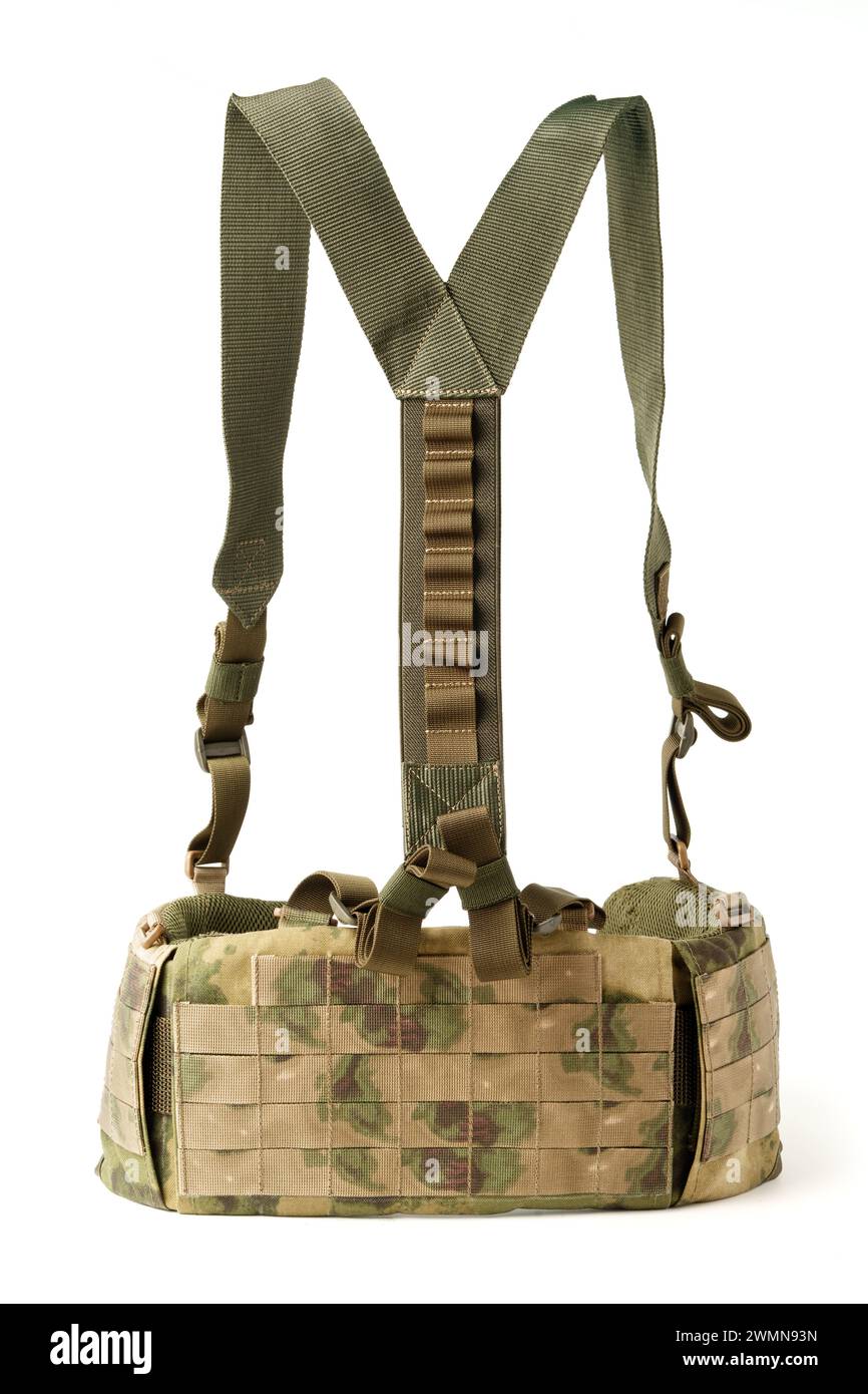 Military tactical belt isolated on white background Stock Photo - Alamy