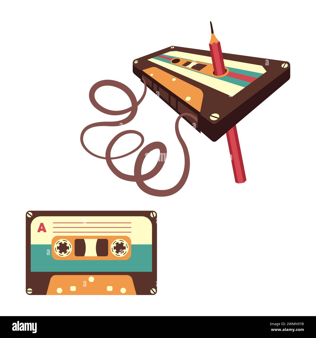 Set of two audio cassettes. Vector illustration in 90s style Stock ...