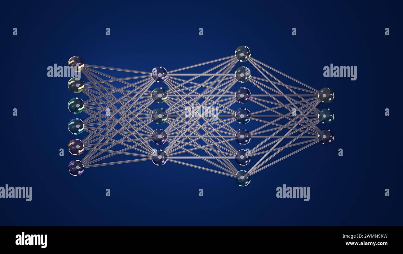 Neural Network Structure: 3D Model of Neurons and Connections, 3D rendering Stock Photo - Alamy