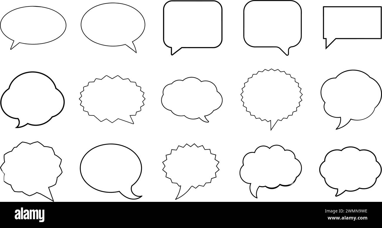 Speech bubbles outline vector set. Cloud speech bubbles for talking, chatting, messages Stock ...