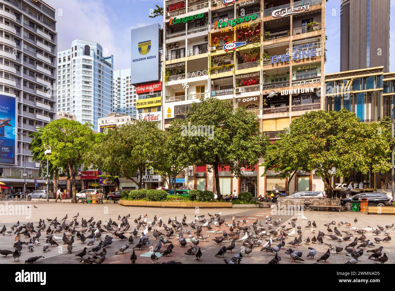The Cafe Apartment building at Nguyen Hue walking street in Ho Chi Minh ...
