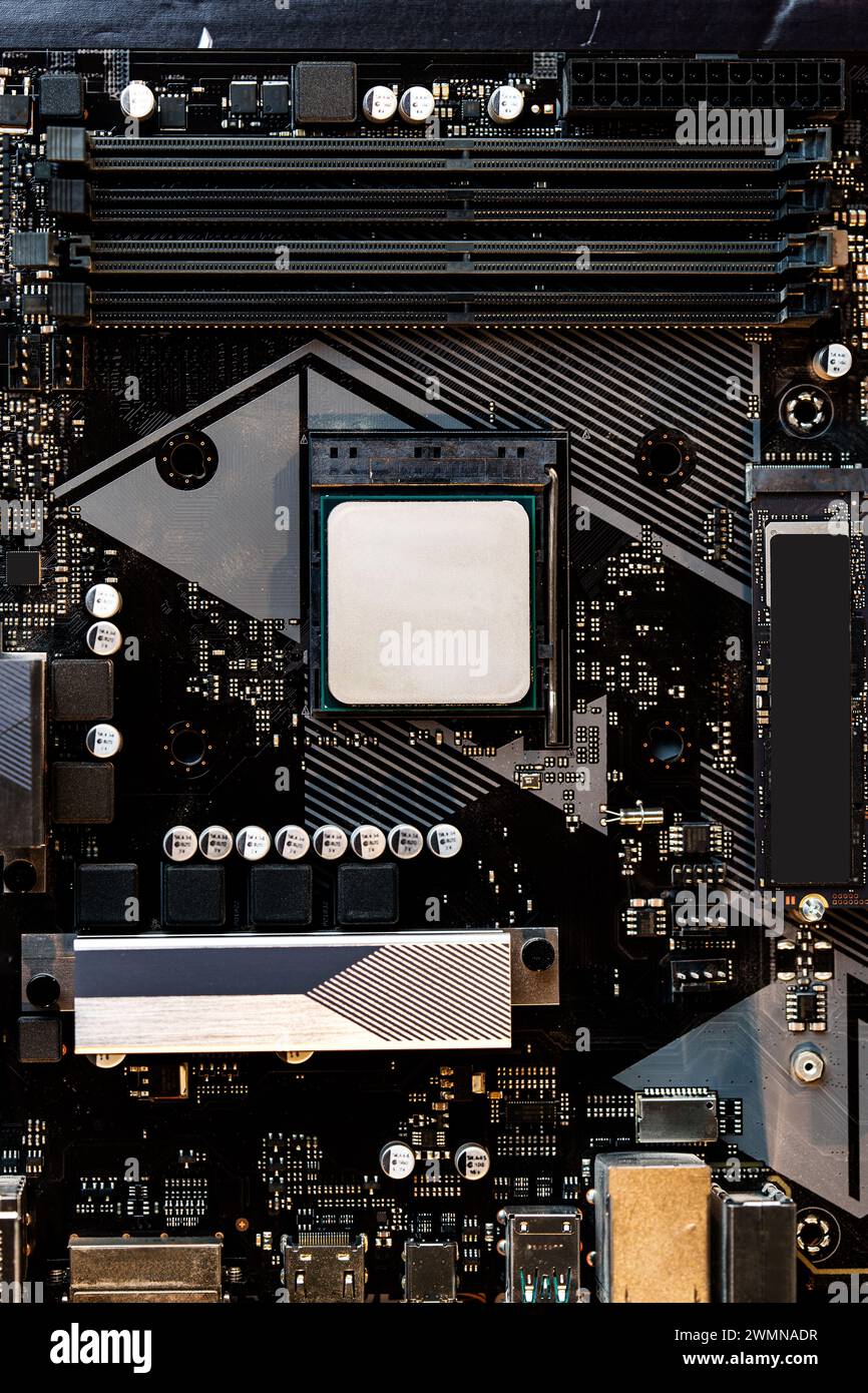 Computer parts of processing unit close up Stock Photo - Alamy