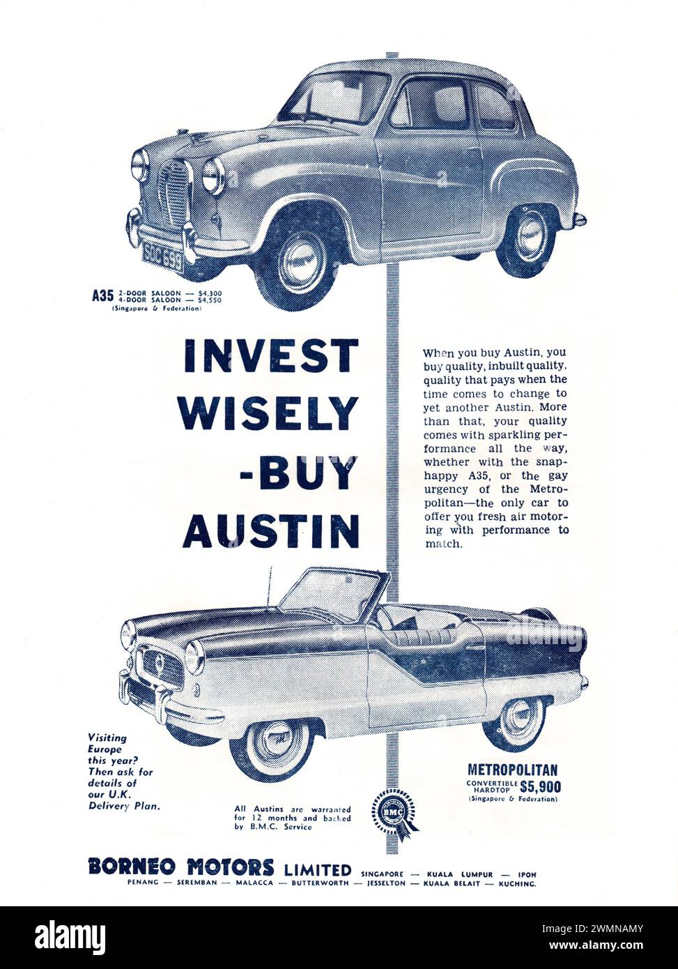 Old Advertisement for the Austin A35 and Austin Metropolitan in the ...