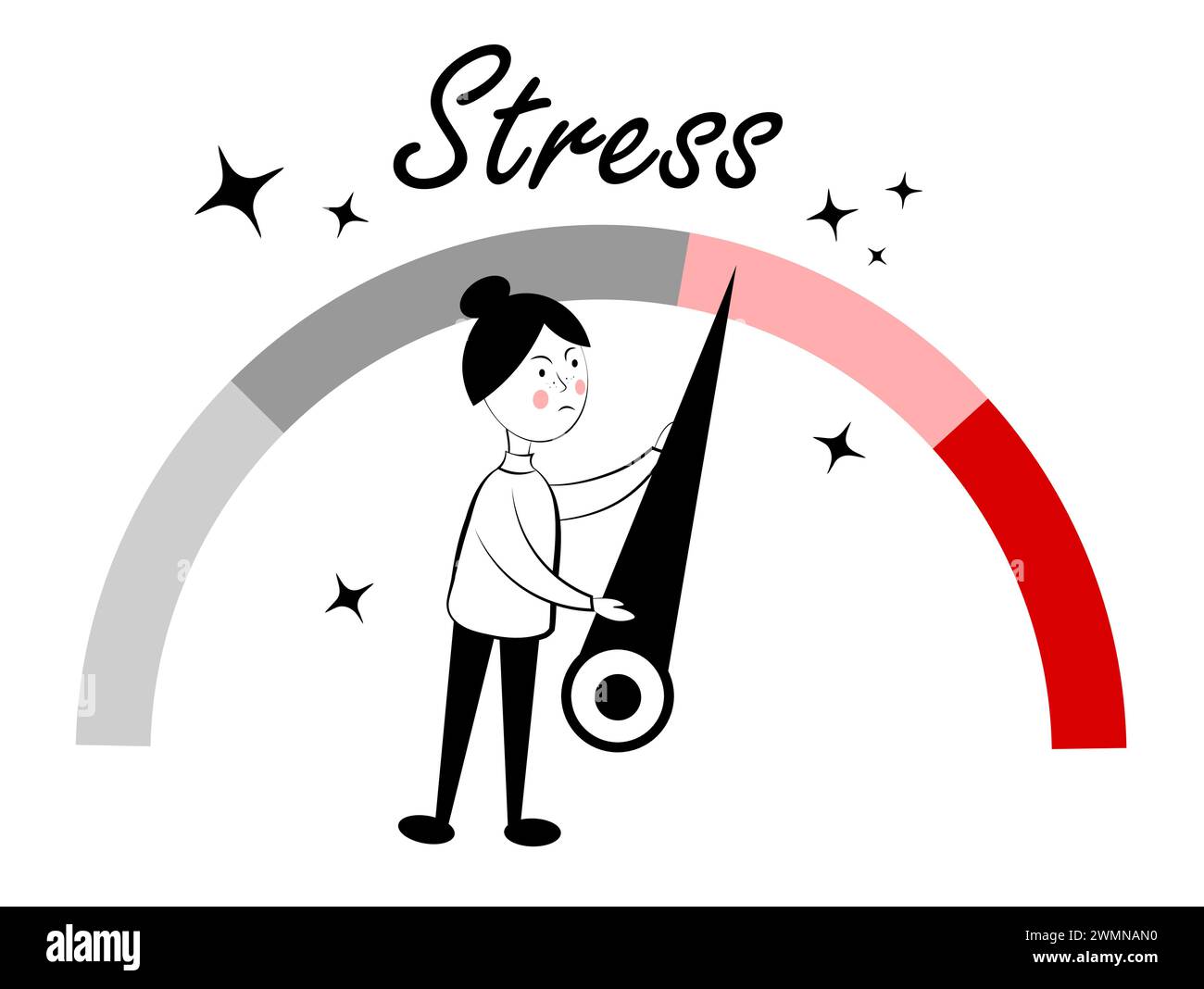 Woman and stress scale on white background Stock Vector Image & Art - Alamy