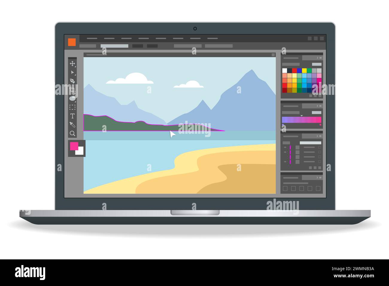 Graphic design studio. Graphic designer at work. Graphic designer ...