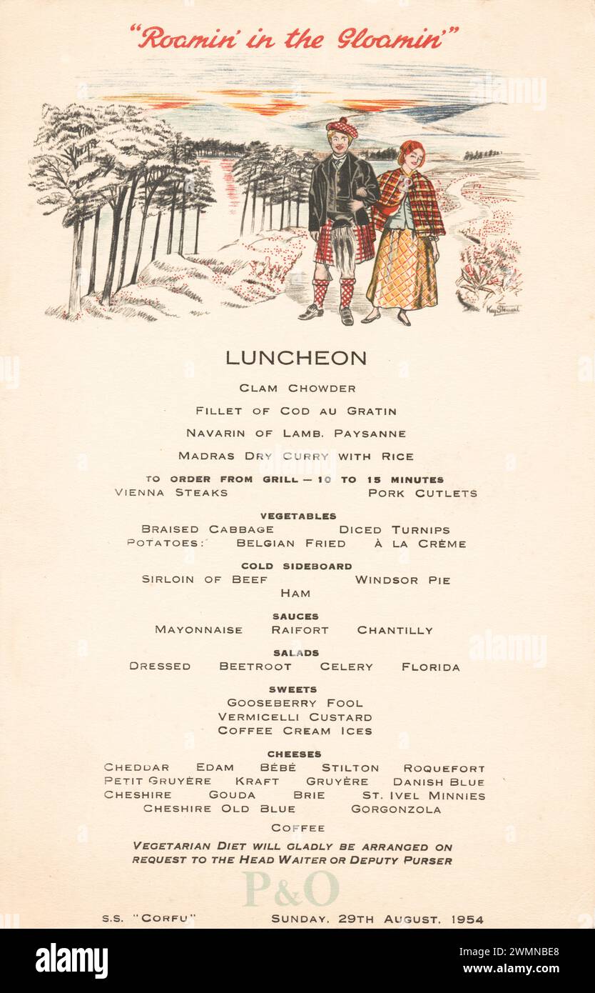 Vintage P&O Cruise Ocean Liner Steamship Luncheon Menu from the S.S ...