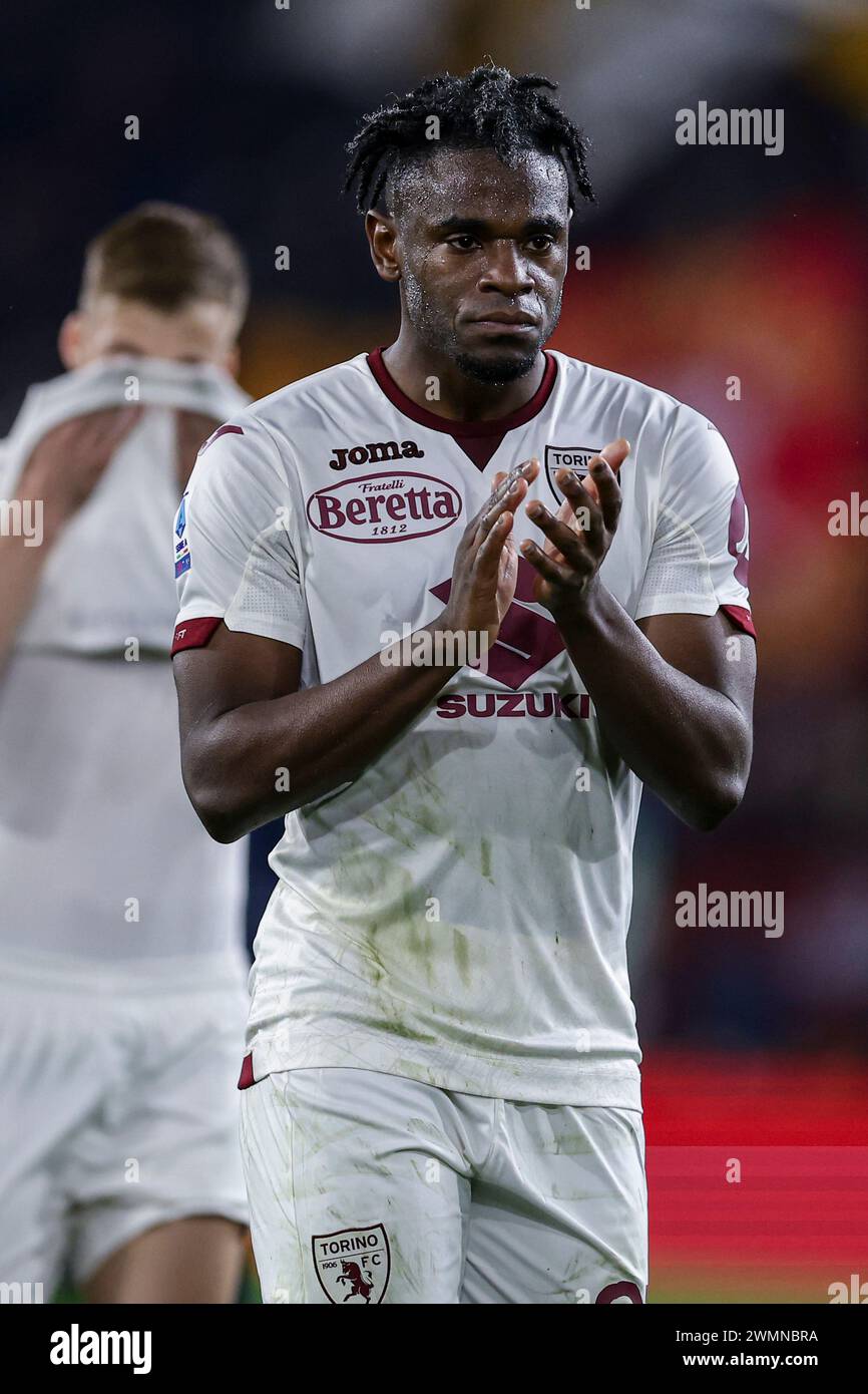 Torino's Colombian forward Duvan Zapata looks dejected during the Serie ...