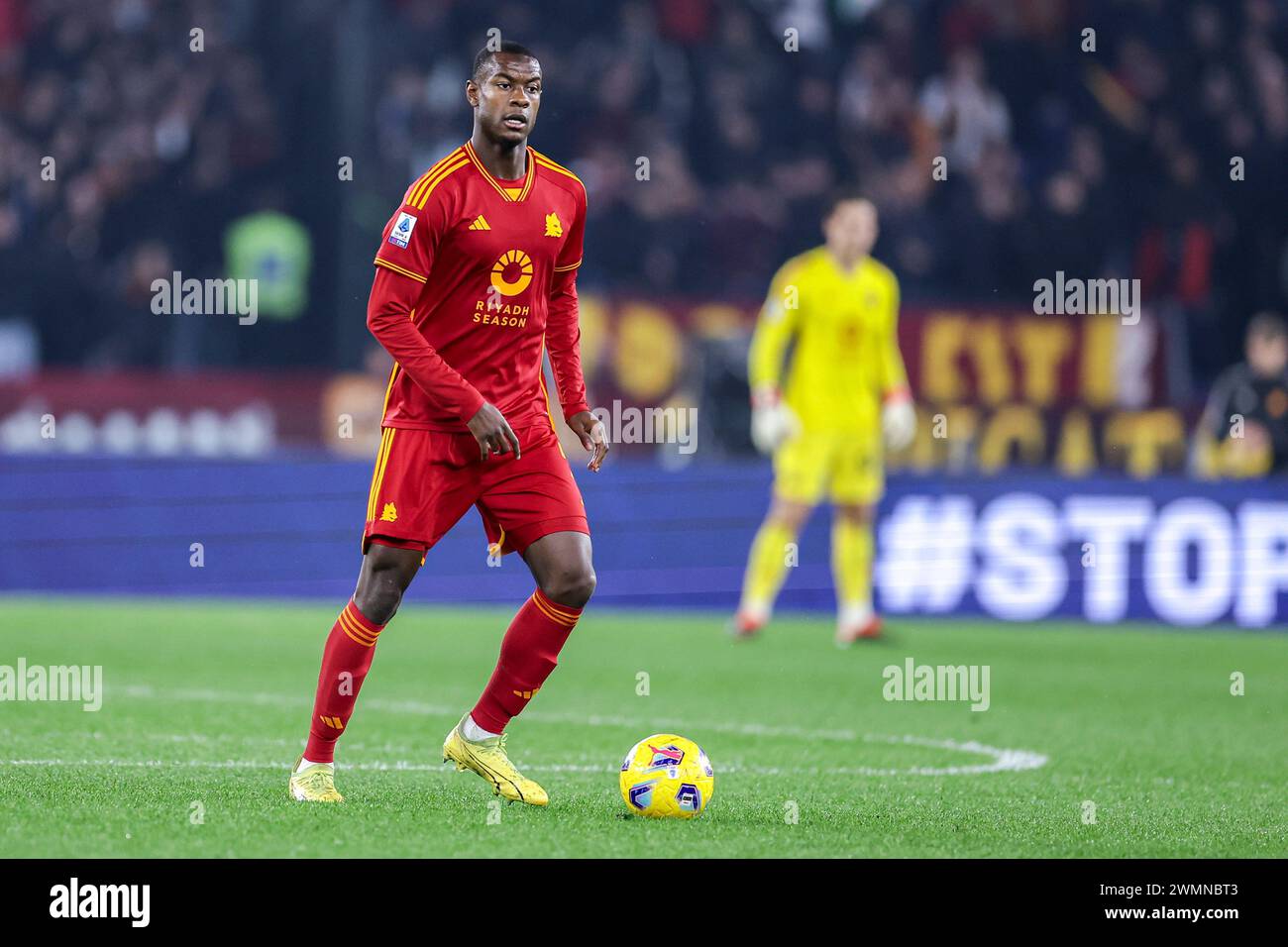 Roma’s French defender Evan Ndicka controls the ball during the Serie A ...