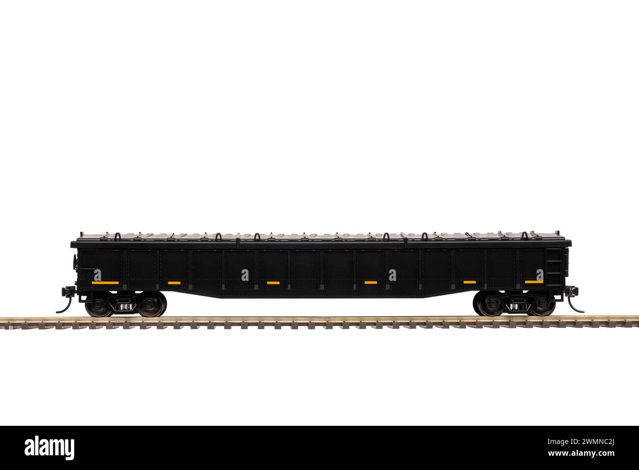 A railroad gondola car with cover on track Stock Photo - Alamy