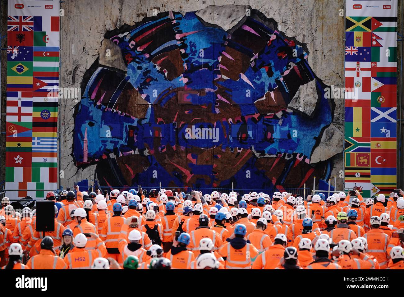 Workers wait as digging machine Florence completes HS2's longest tunnel ...