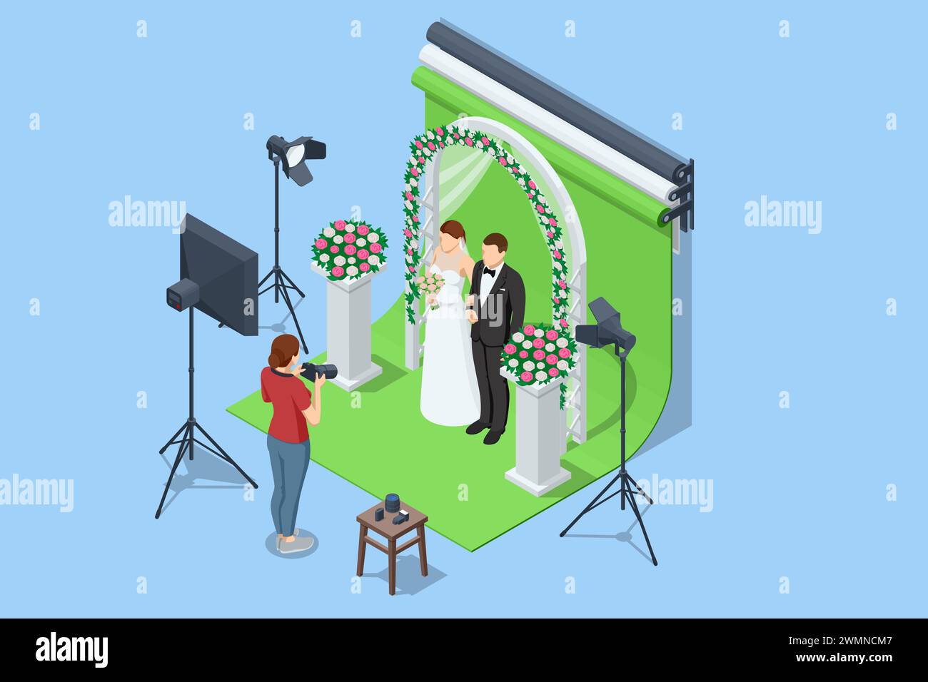 female photographer in the studio takes wedding photos. Wedding photos ... female photographer in the studio takes wedding photos. Wedding photos ...