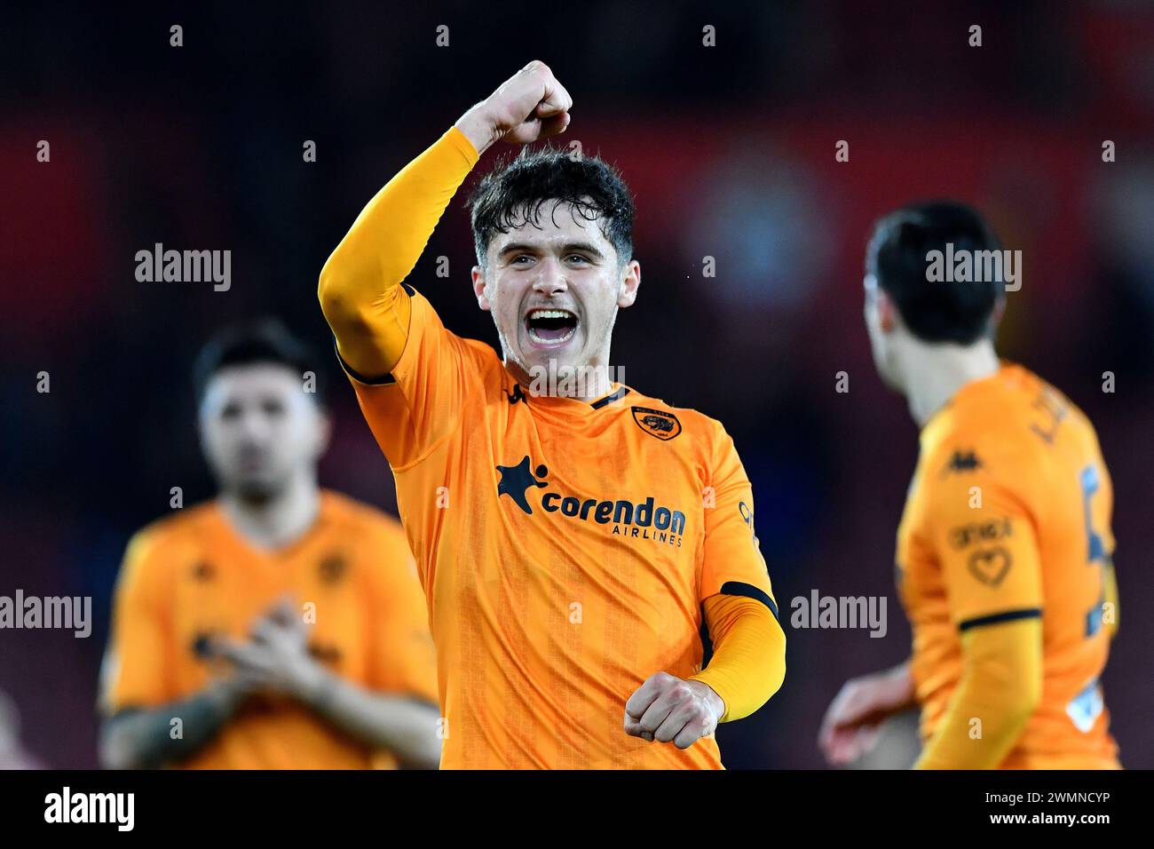 Ryan Giles of Hull City celebrates at full time - Southampton v Hull ...