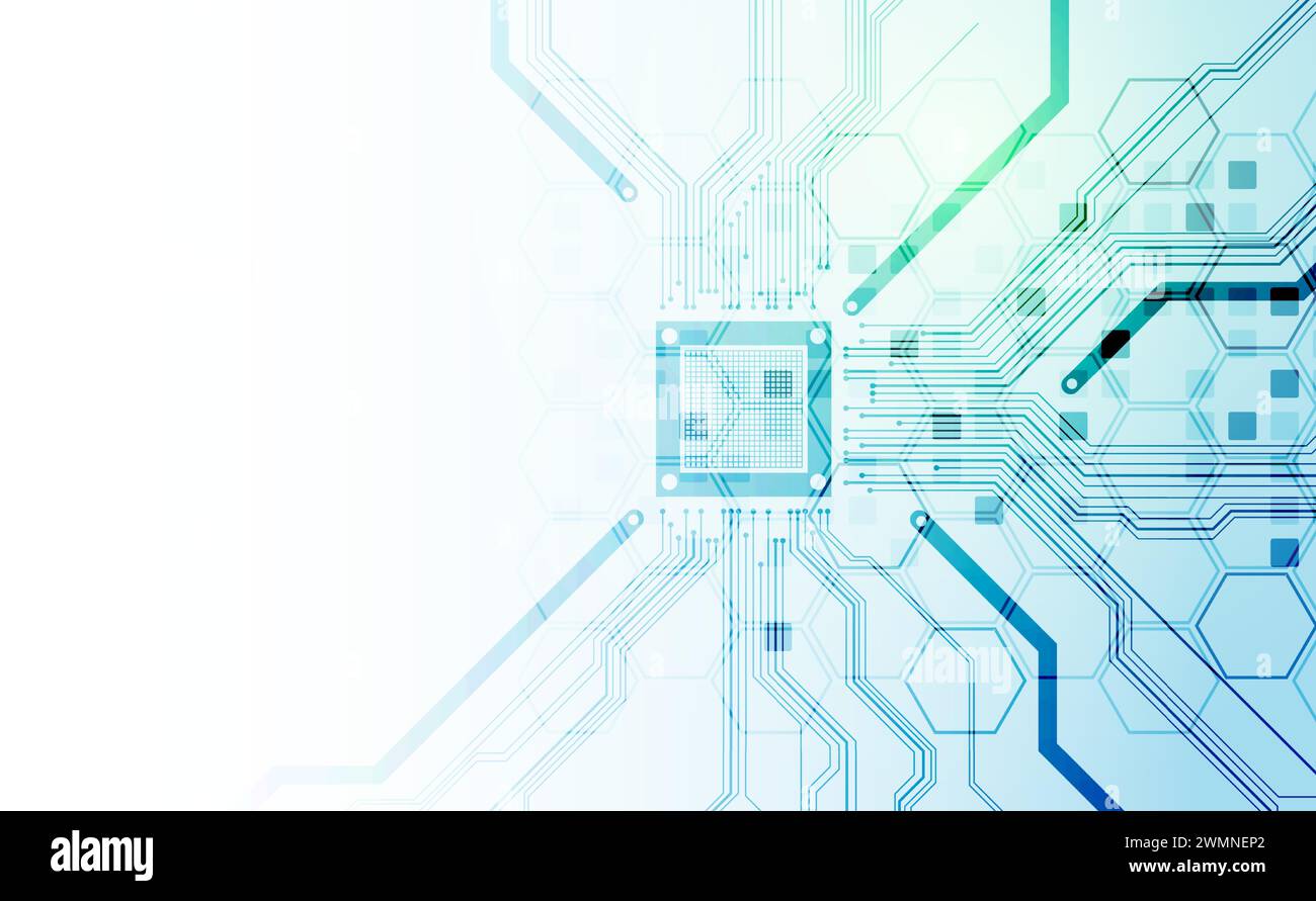 CPU concept. Circuit board. Technology abstract background. Hand drawn ...