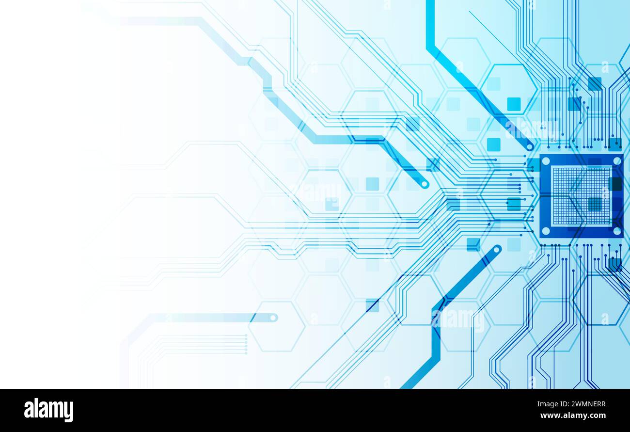 CPU concept. Circuit board. Technology abstract background. Hand drawn ...