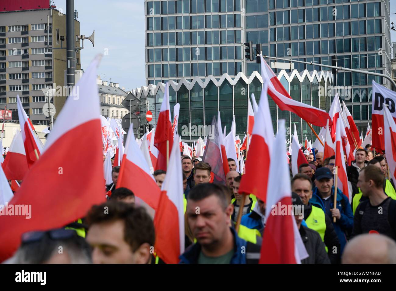 Farmers Gather To Protest In Warsaw. Farmers wave Poland s national ...
