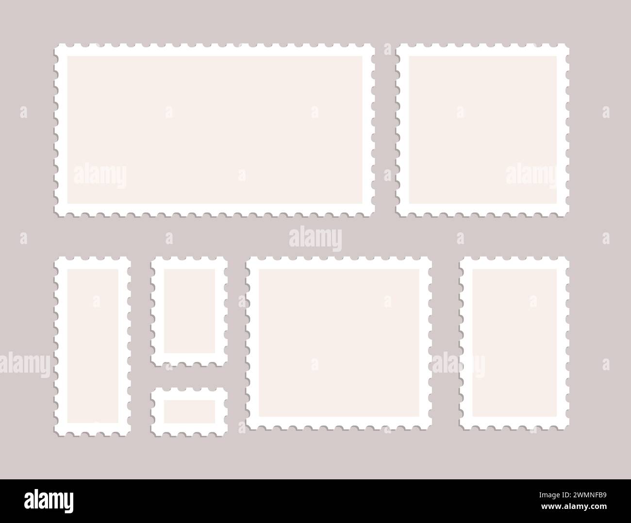 Blank postage stamps vector set isolated. Mark mail letter stamps ...