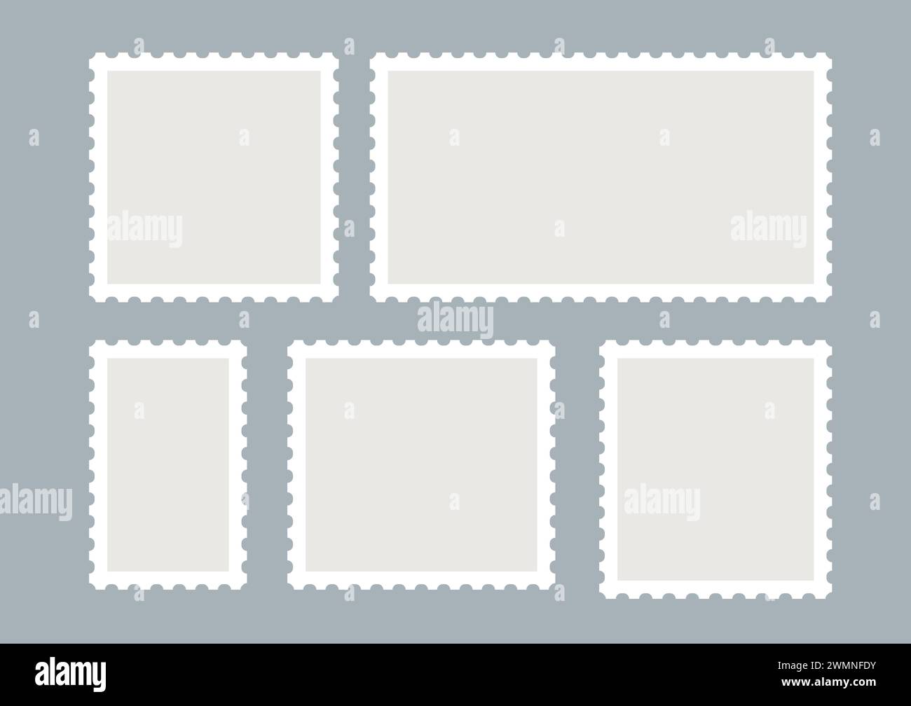 Blank postage stamps vector set isolated. Mark mail letter stamps ...