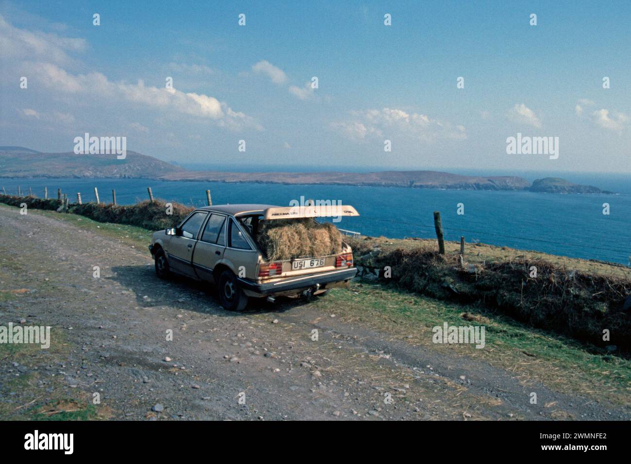 Hay in the boot of a car, Dursey Island, Beara Peninsula, County Cork ...
