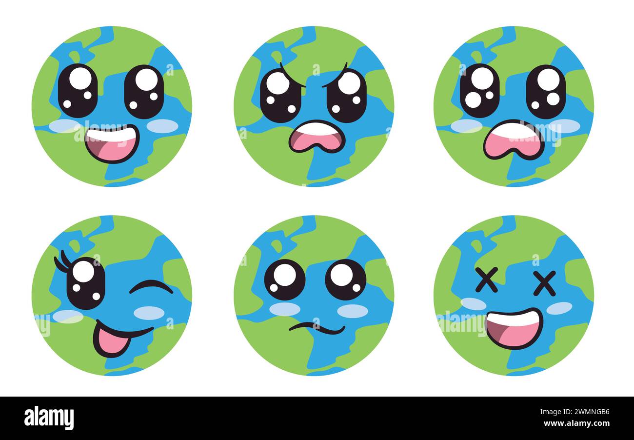 Planet earth globe facial expression emoticon with eyes and mouth ...