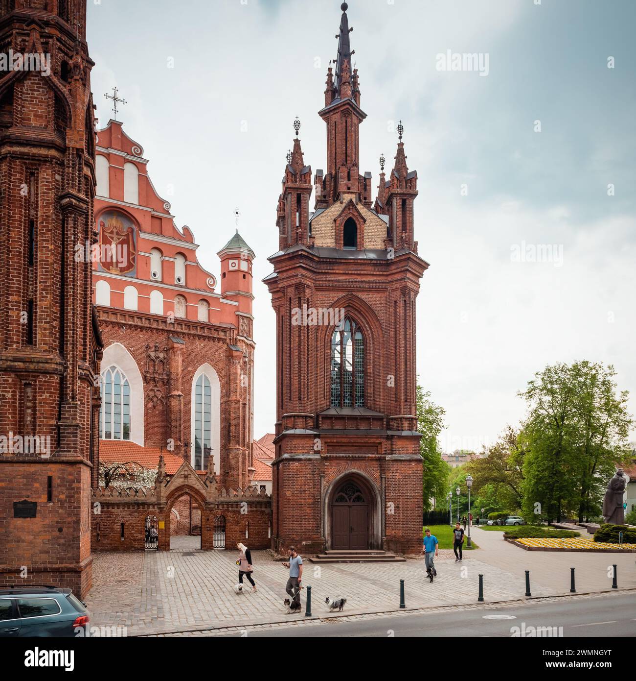 brick gothic Church of St. Anne. Spring in Vilnius. Square photo of ...