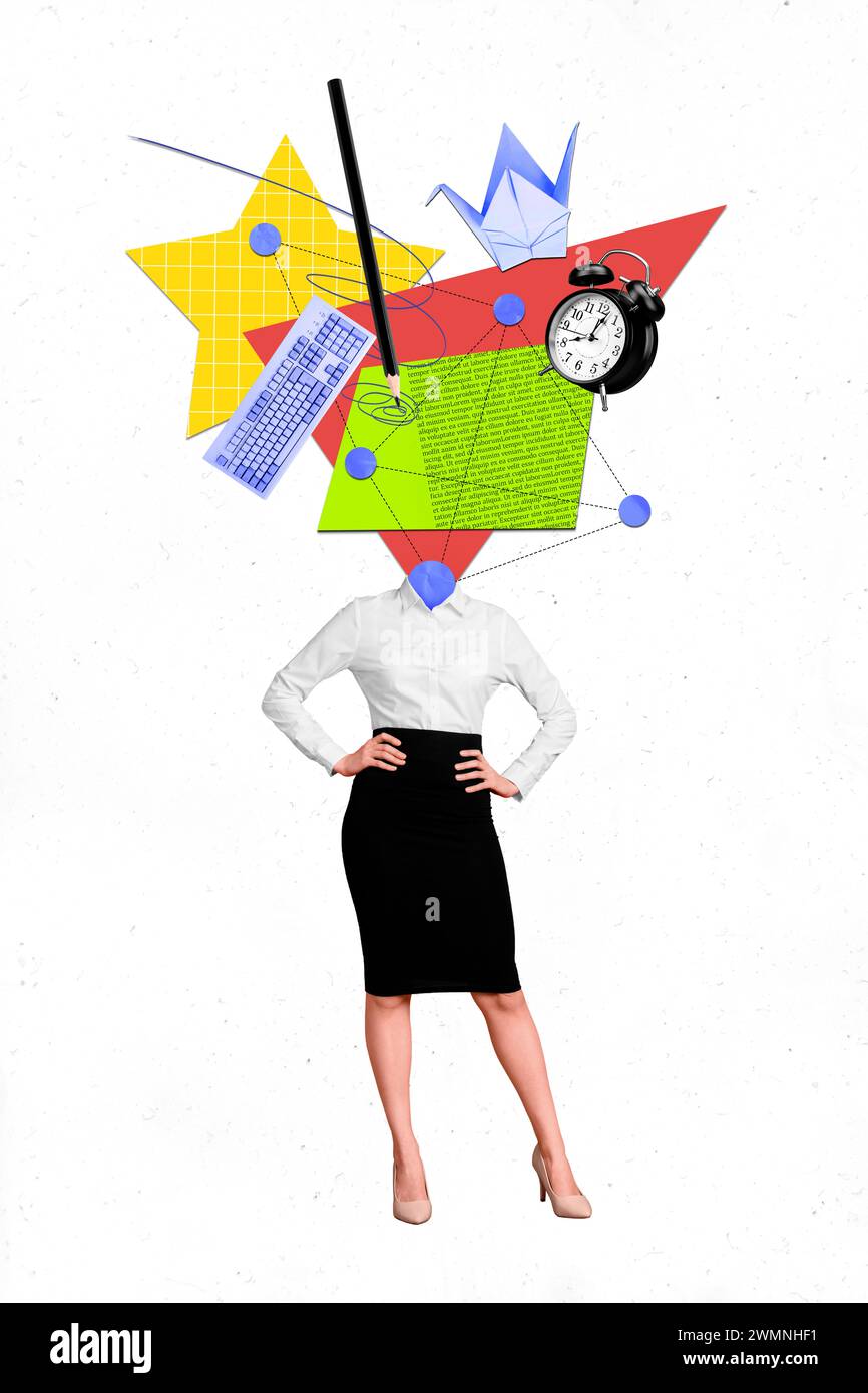 Composite collage image of formalwear office startup manager headless ...