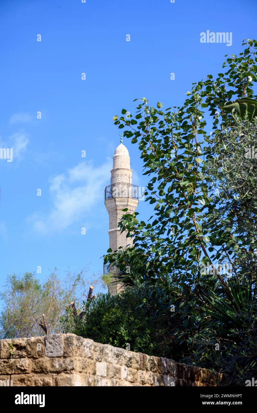 Minaret of a mosque, Jaffa, Israel Stock Photo - Alamy