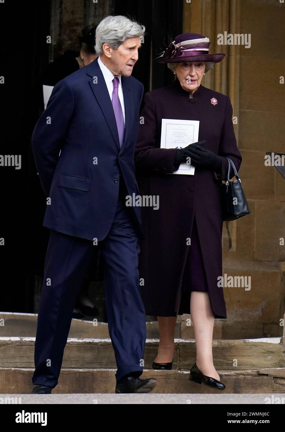 John Kerry and Lady Susan Hussey, leave after attending a thanksgiving ...