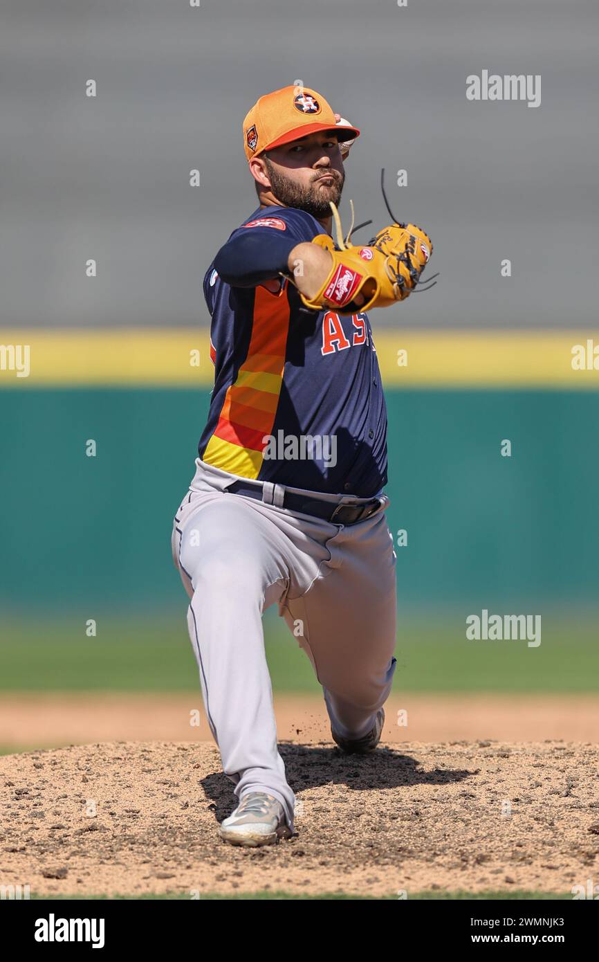 Lakeland FL USA; Houston Astros pitcher Julio Robaina (18) delivers a ...