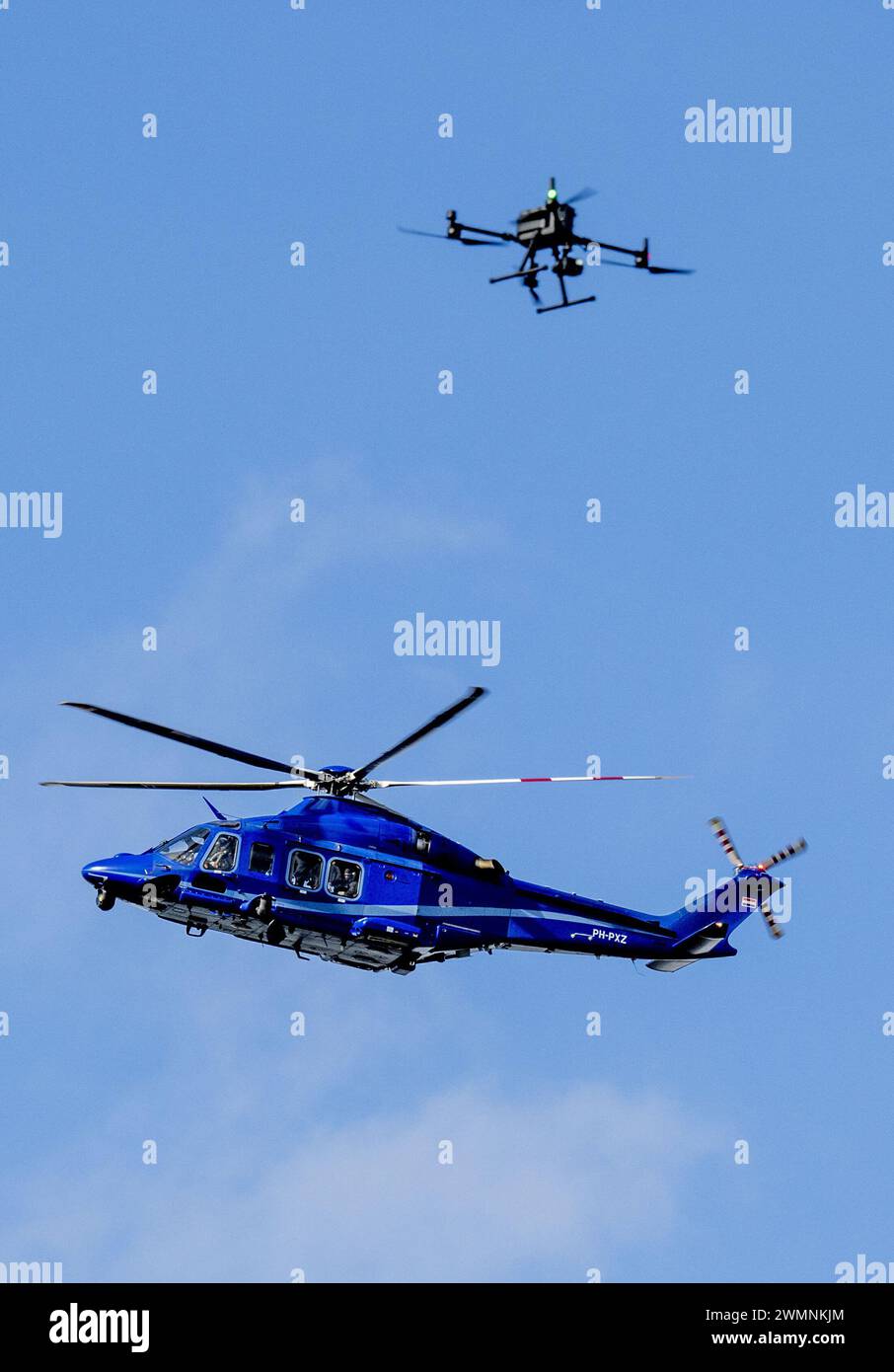 AMSTERDAM - A police helicopter at the extra-secure court, for the ...