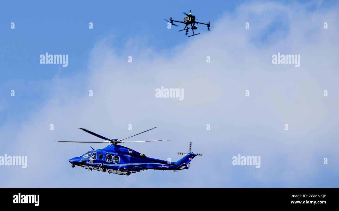 AMSTERDAM - A police helicopter at the extra-secure court, for the ...