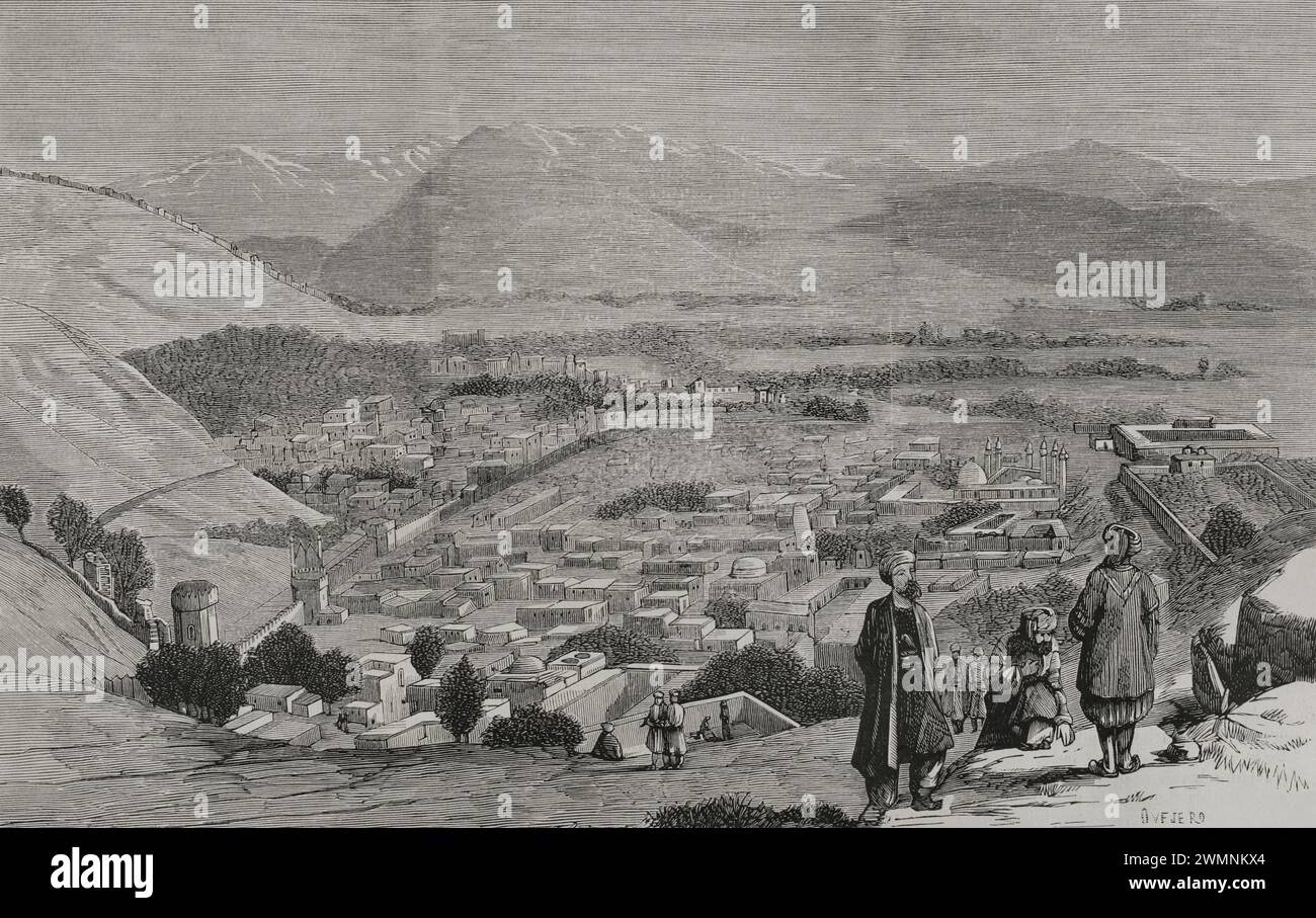 History of Afghanistan. 19th century. Kabul. View of the city from the ...