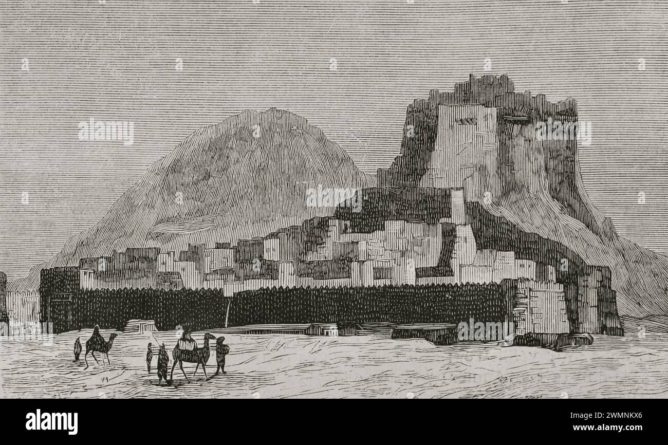 History of Afghanistan. 19th century. Kalat. View of the town and the ...