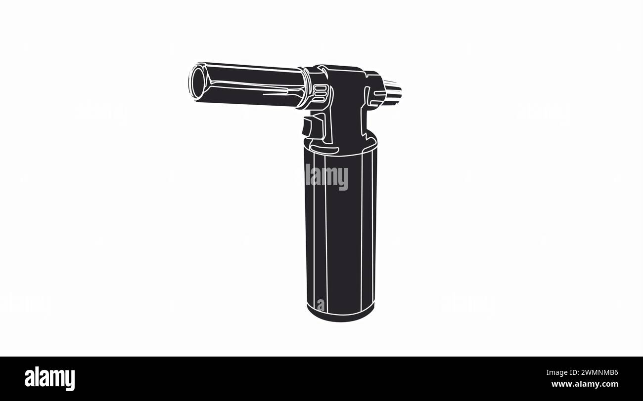 Vector Isolated Illustration of a Blowtorch. Black and white ...
