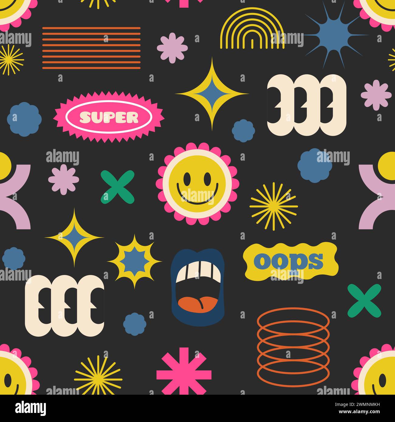Retro Happy Motifs Collage Art Stock Vector Image & Art - Alamy