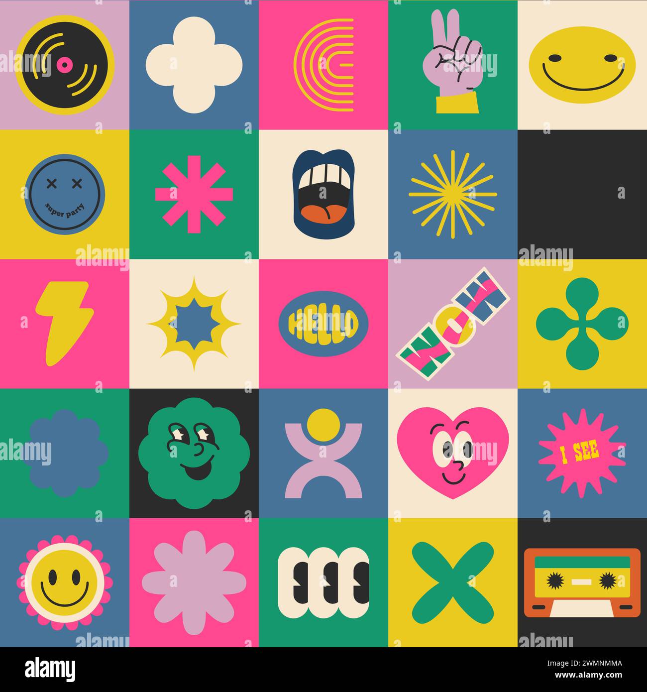 Minimalist Geometric Shapes Colorful Grid Stock Vector Image & Art - Alamy