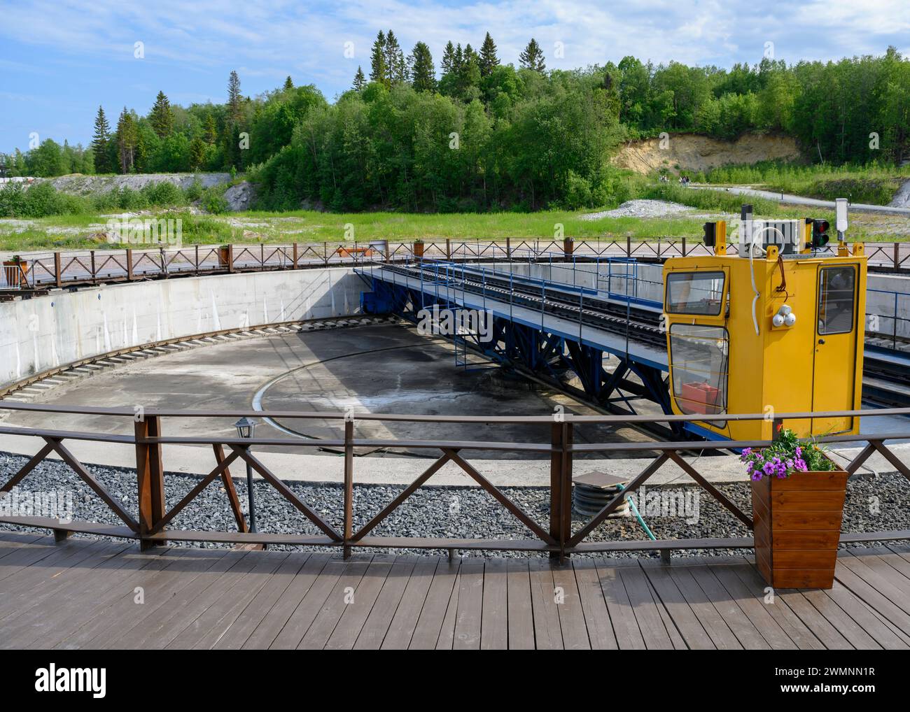 Circular railway platform for turning a train or carriage 180 degrees ...