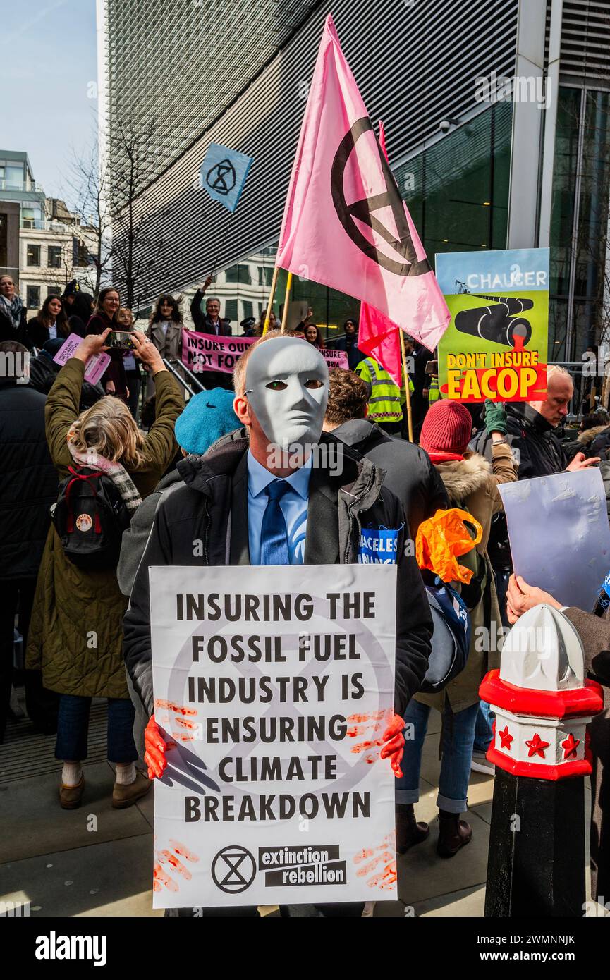 London, UK. 27th Feb, 2024. Faceless Financiers, with 'blood' on their ...