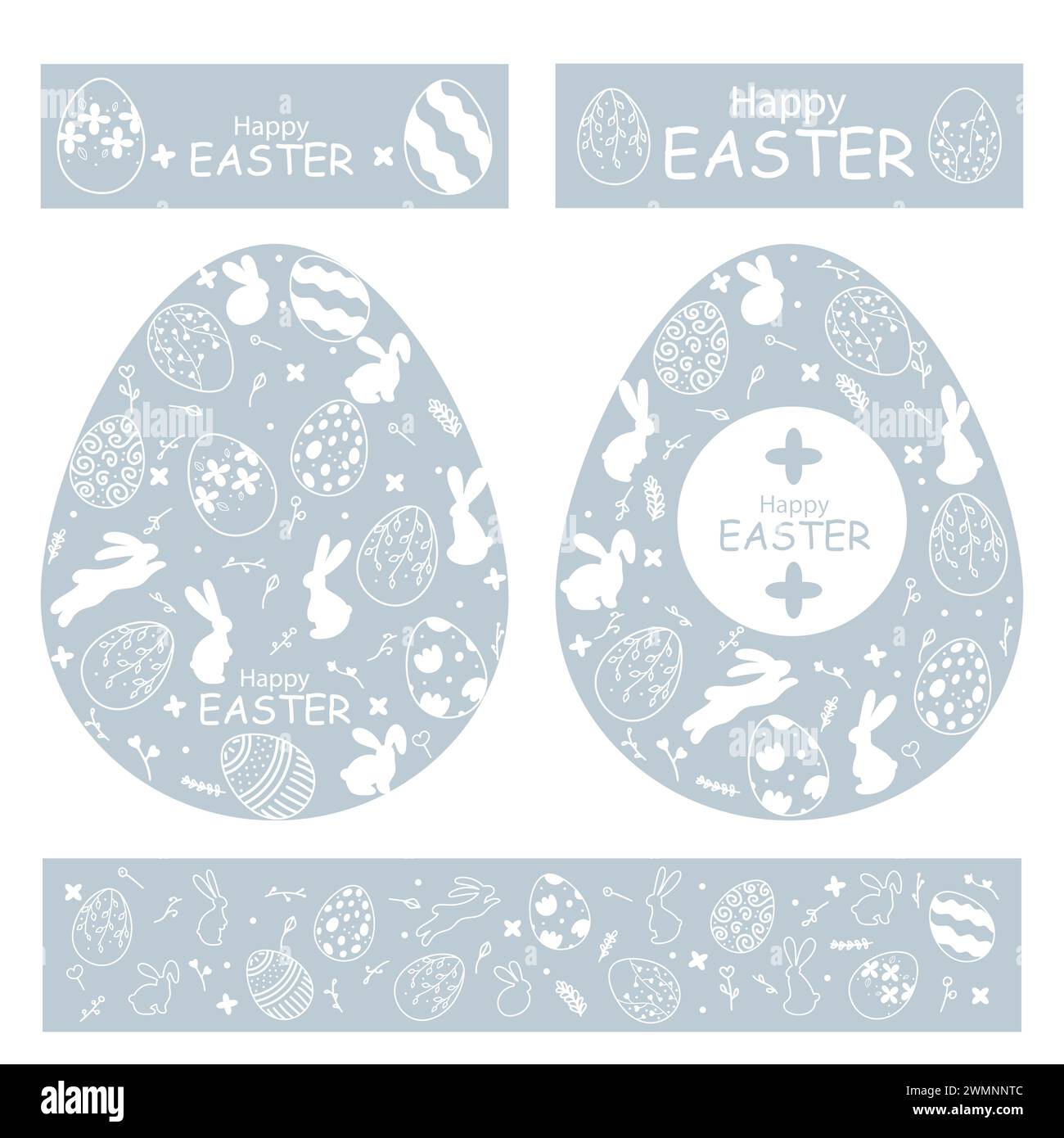Set of templates for decorating Easter eggs.Happy Easter Seamless ...