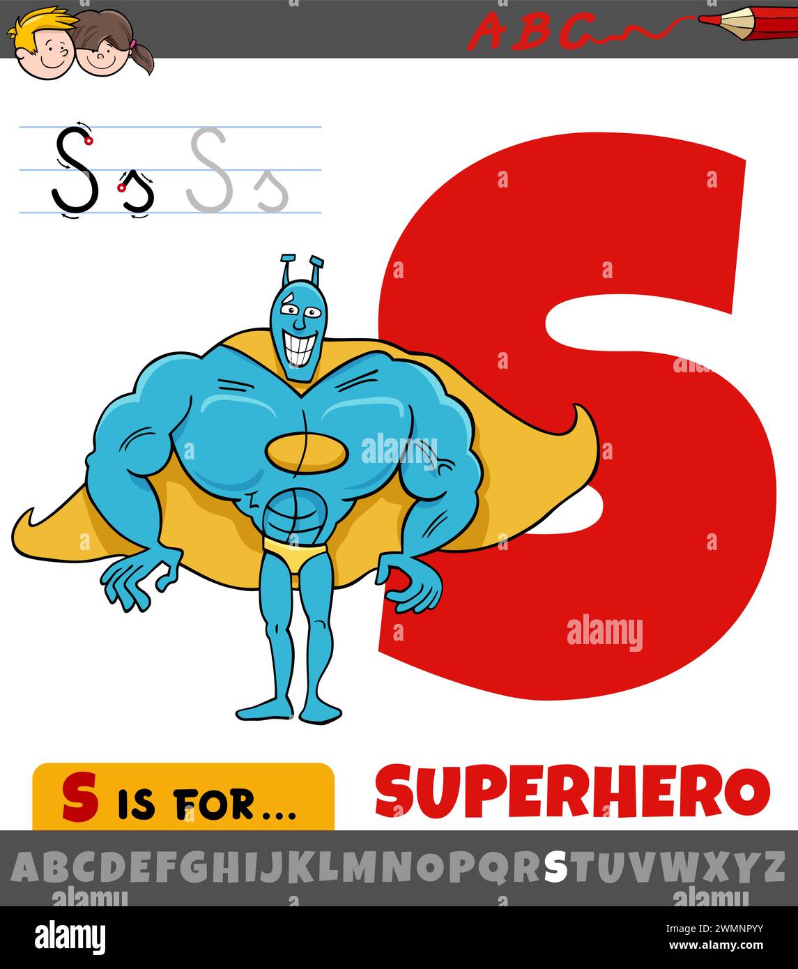 Educational cartoon illustration of letter S from alphabet with ...