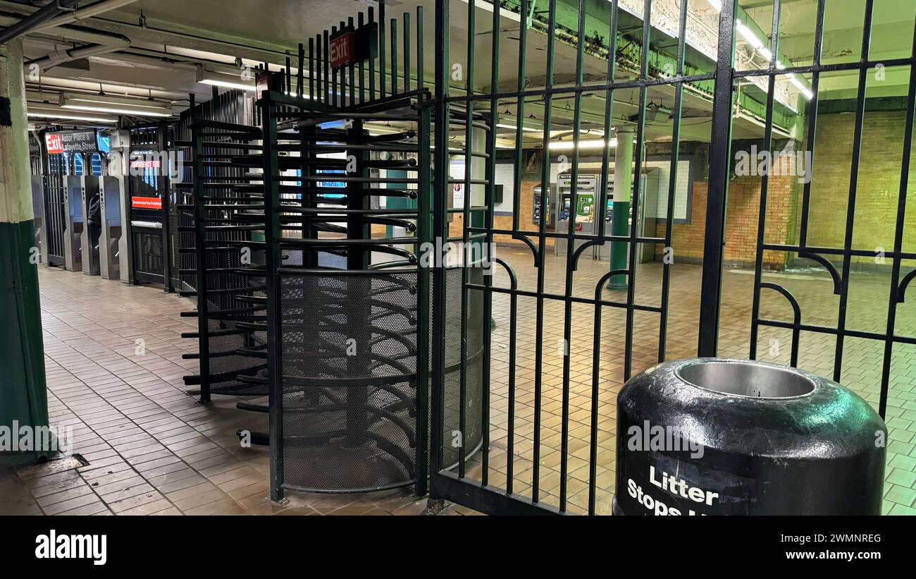 Feb 22, 2024 - New York, NY: The entry and exit gates at the downtown ...