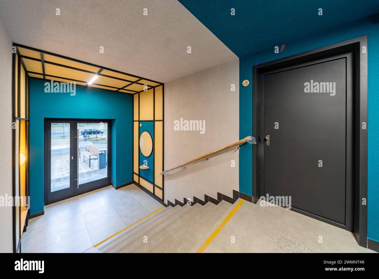 Interior of an apartment building entrance Stock Photo - Alamy