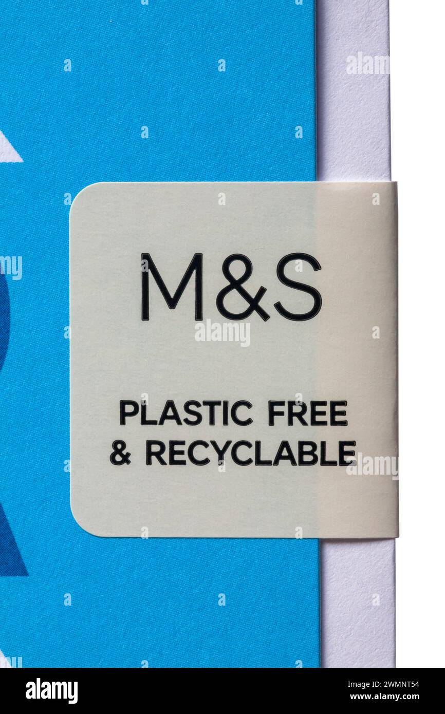 M&S Plastic Free & Recyclable sticker stuck around greetings card to ...