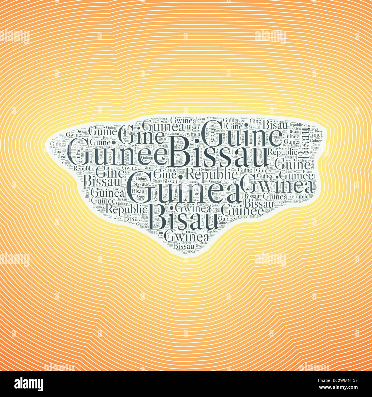 Guinea-Bissau shape formed by country name in multiple languages ...