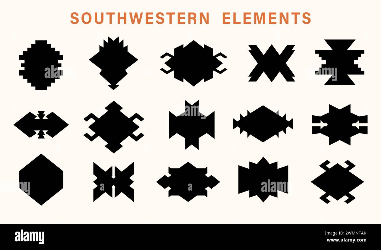 Aztec Navajo Tribal Shapes Set Southwestern Symbol Stock Vector Image ...