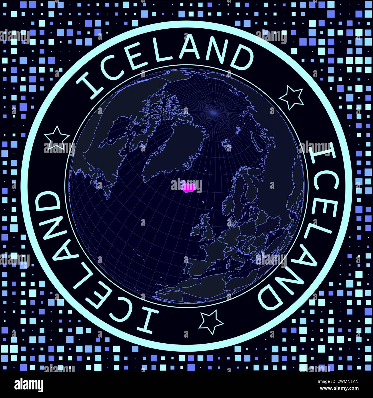 Iceland on globe vector. Futuristic satellite view of the world ...