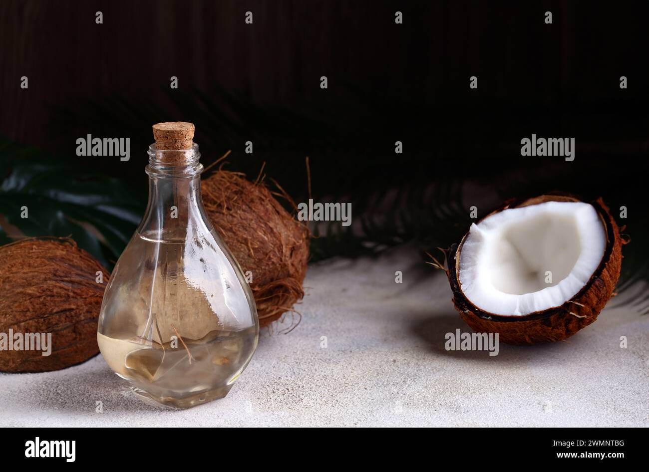 organic coconut oil in glass bottle Stock Photo - Alamy