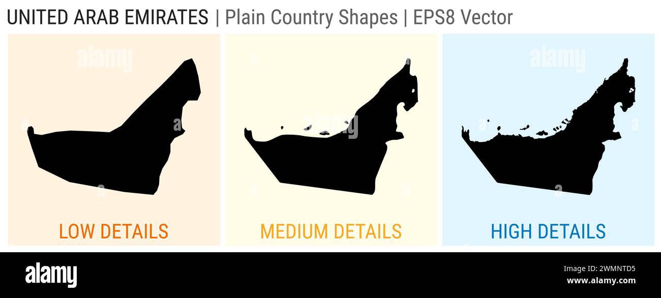 UAE - plain country shape. Low, medium and high detailed maps of UAE ...